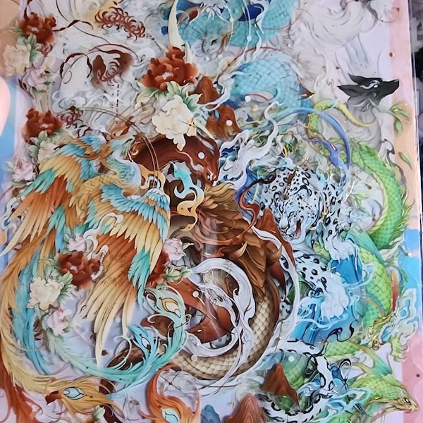 Descent of the Divine Beast Crystal Die Cut Stickers- Mythical Beasts ...