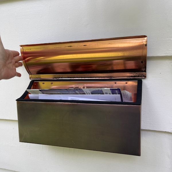 Wall Mount Copper Mailbox Solid Copper Mailbox Brushed Copper Mailbox ...