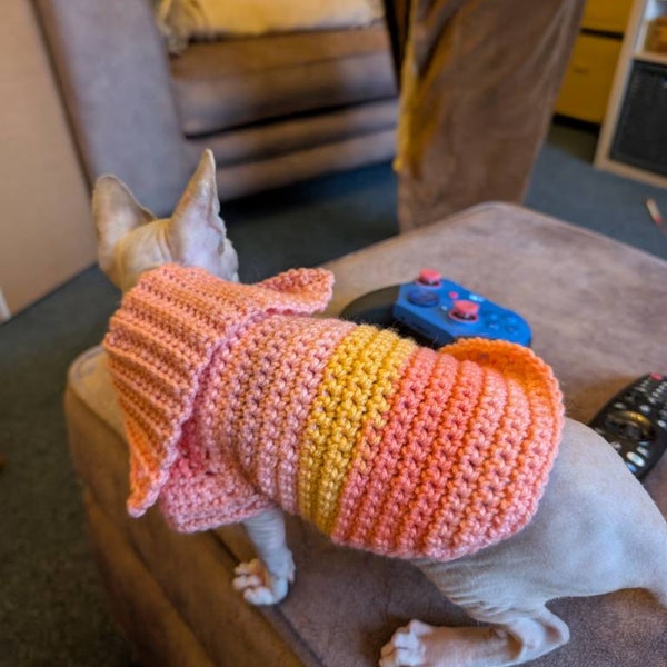 Crochet Pattern for Cat, Sphynx Cat Clothes, Small Dog Sweater, Dog ...