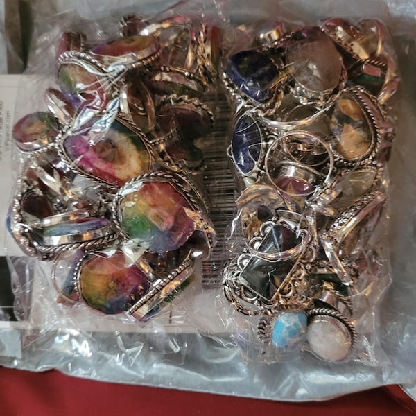Beautiful Assorted Gemstone Rings Wholesale Lot, 925 Sterling Silver ...