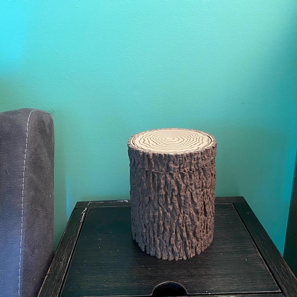 Alnus Glutinosa Tree Stump Trash Can: Rustic Cabin Decor With Swing Lid ...