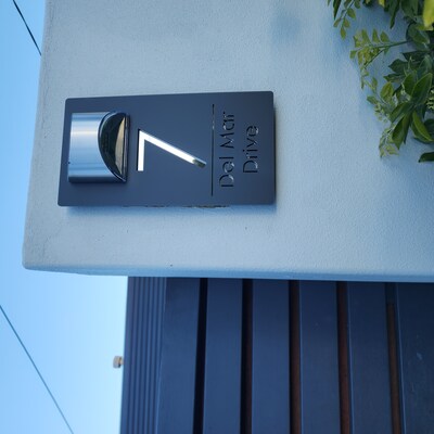 K Smart Sign Laser Cut Matt Black & Copper Mirror Personalised Door ...