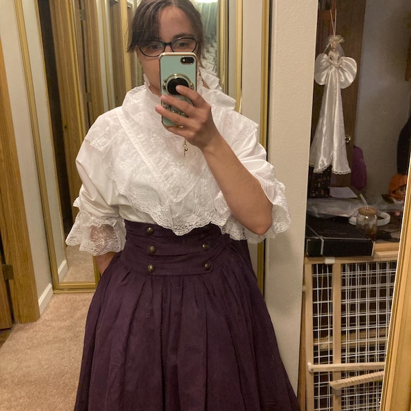 Victorian Ruffle Lace & Ribbon Blouse - Etsy