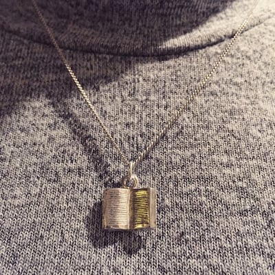 Open Book Necklace, Silver Plated 3D Book Charm Necklace, Author ...