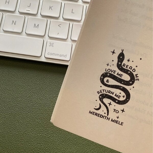 Snake Library Stamp, Custom Self Inking Ex Libris Stamp, Book Plate ...