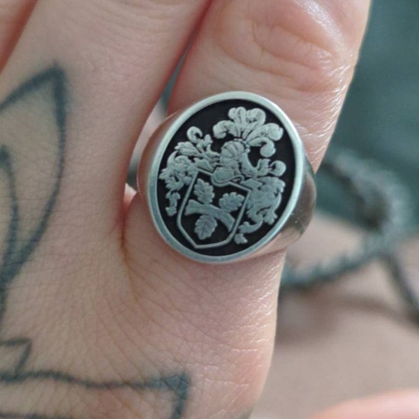 Family Crest Signet Ring,handmade Sterling Silver Signet Ring,all Kinds ...