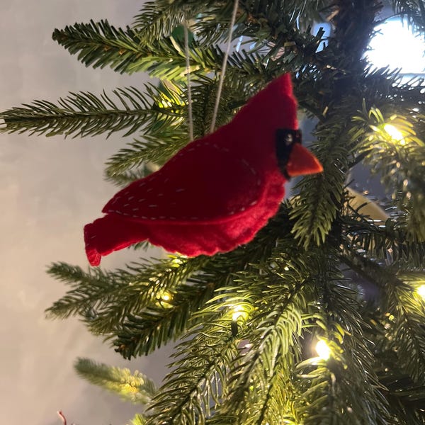 Handmade Cardinal Felt Christmas Ornament Felt Cardinal Bird 5 ...