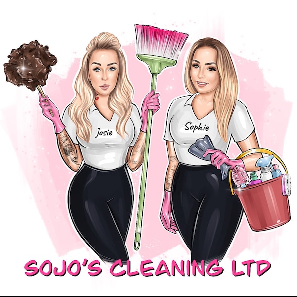 Cleaning Business Logo, Cartoon Portrait, Cleaning Service Logo, Office ...