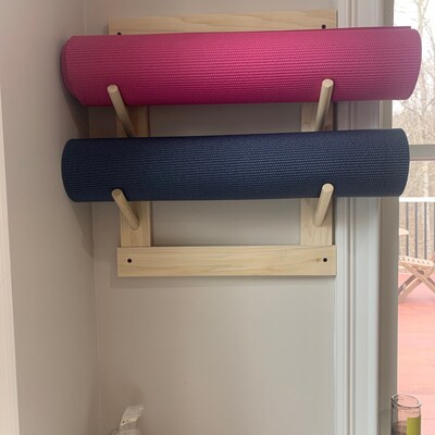 Yoga Mat Holder/ Custom Yoga Mat Rack/ 1,2,3,4,5,6,7,8,9,10 Mats / Free ...