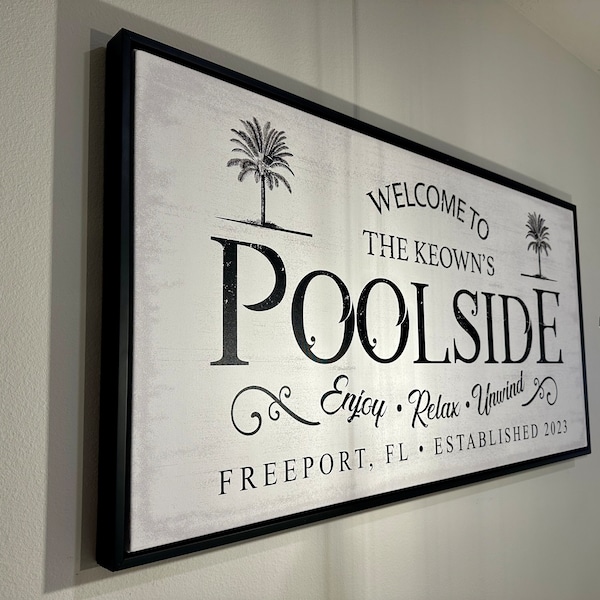 Custom Poolside Sign Family Name Sign Outdoor Wall Decor Backyard Pool ...