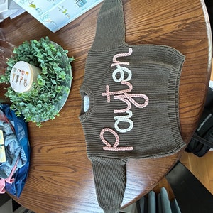 Custom Hand Embroidered Toddler and Baby Name Sweater, Oversized Kids ...