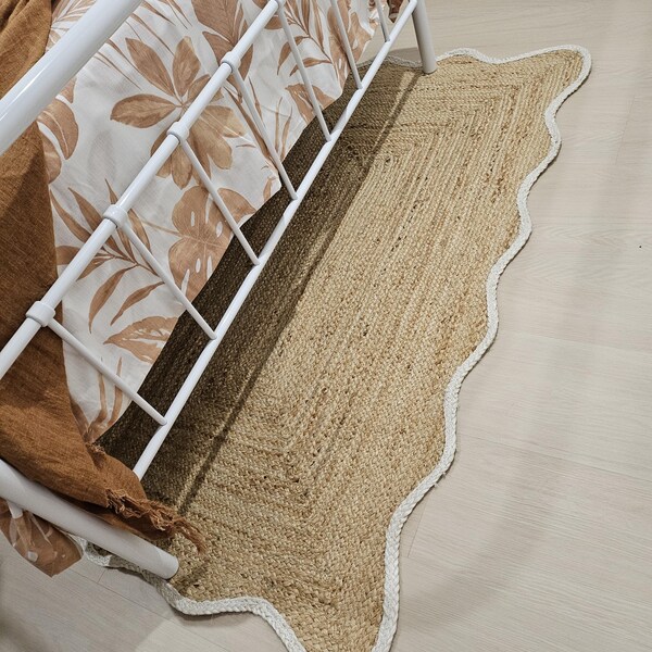 Scallop Rug- Natural Jute Rug, Scallop Jute Rug, Scalloped Rug, Area ...