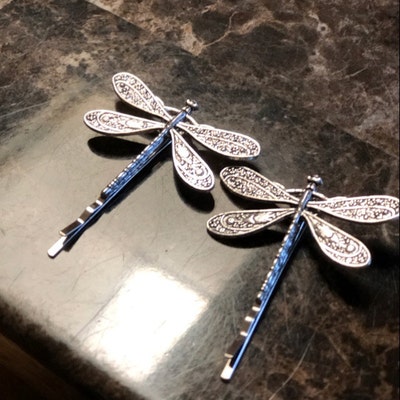 Dragonfly Bobby Pins, Set of Two, Antique Silver, Nickel Free ...