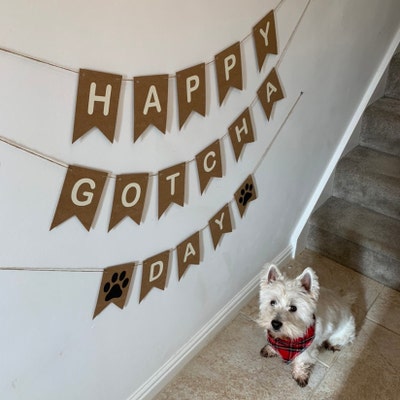 Happy Gotcha Day Bunting Banner Sign Dog Cat Rescue Birthday Day ...