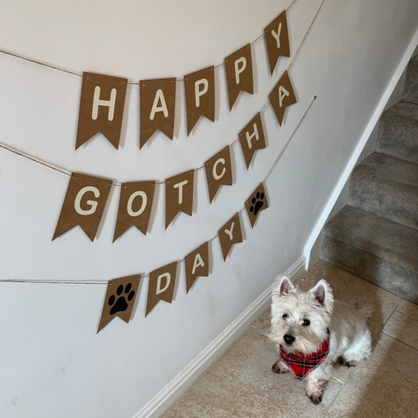 Happy Gotcha Day Bunting Banner Sign Dog Cat Rescue Birthday Day ...