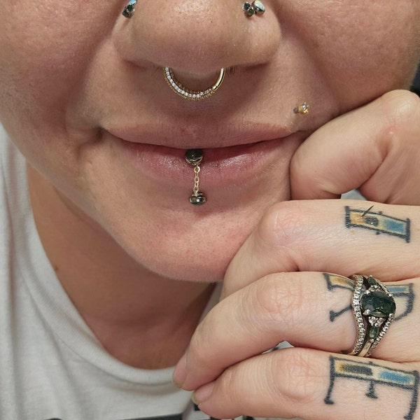 Vertical Labret Piercing Chain, Piercing Chain, Lip Piercing, Lip ...