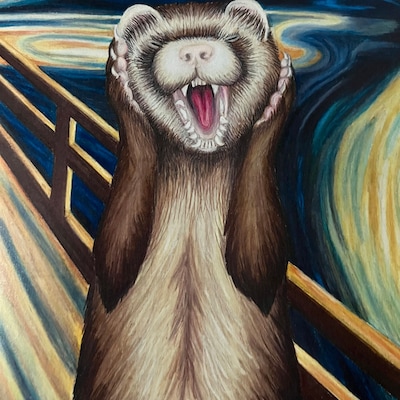 Ferret With A Pearl Earring by Clumsy Human Art Johannes - Etsy