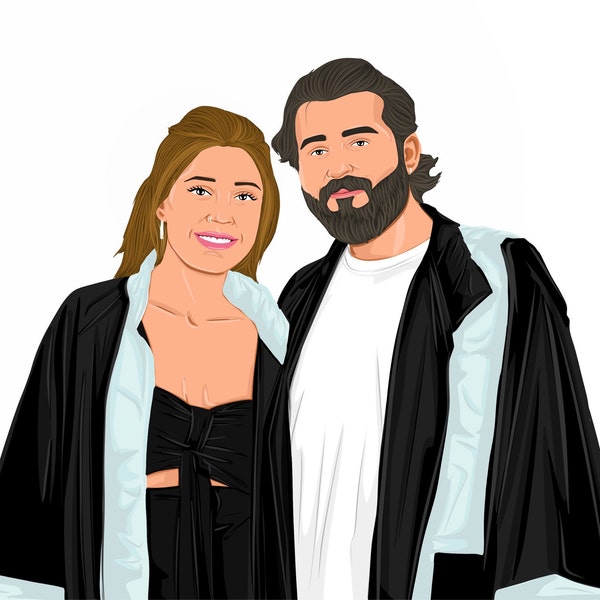 Custom Family Portrait, Cartoon Portrait, Gift for Christmas, Faceless ...