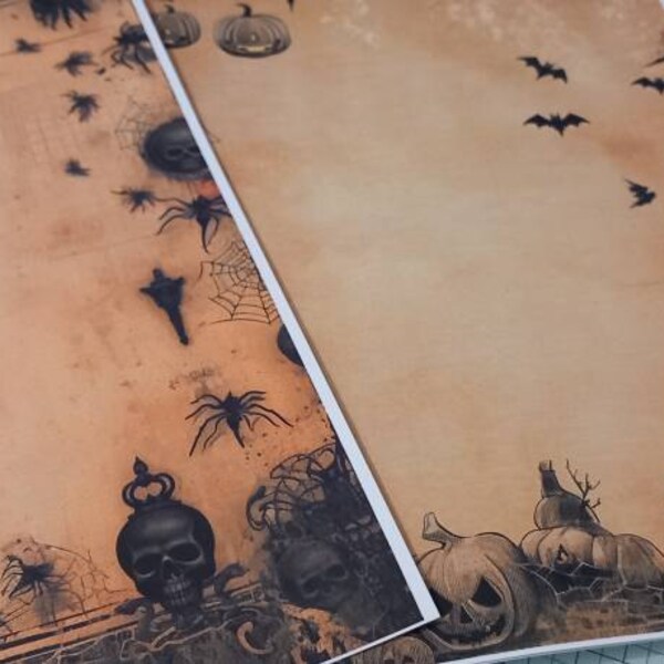 Printable Vintage Halloween Digital Paper, Creepy Halloween Ephemera ...