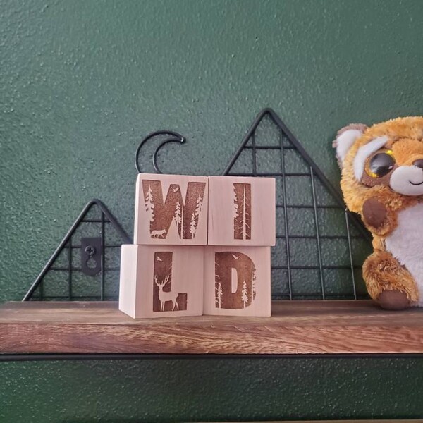 Woodland Nursery Decor Blocks -WILD - Etsy