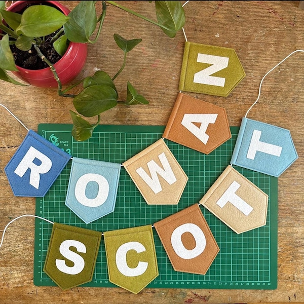 Large Boho Personalised Felt Garland Land & Sea Customised Nursery ...