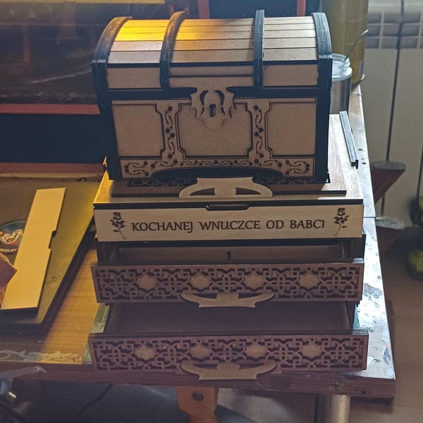 Laser Cut Jewelry Box With Sliding Lock File, 3mm, 1/8inch Box Svg Dxf ...