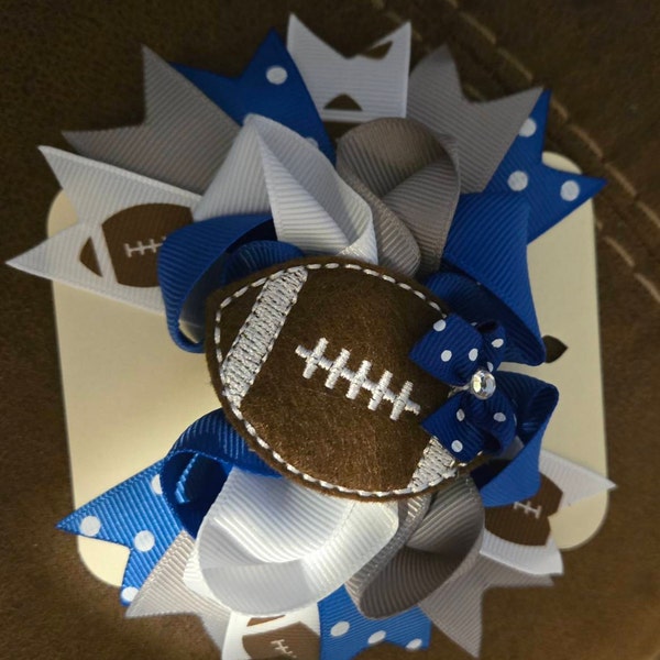 Football Hair Bow, CUSTOM COLORS AVAILABLE, College Football Bow, High ...
