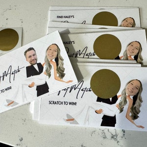Bridal Shower Scratch off Game Perfect Match Personalized Bride Groom ...