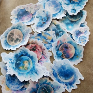 Planets Themed Stickers Pack, Space Sticker Set, Galaxy, Moon, Cosmos ...