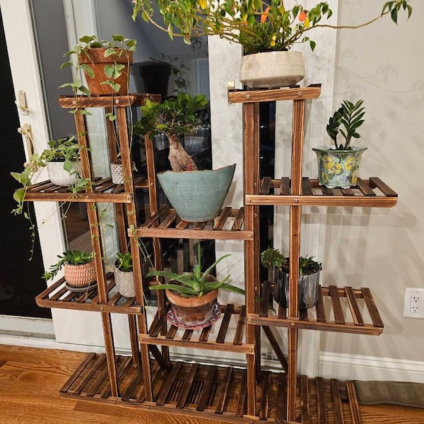 Premium 6-tier Triangle Corner Wooden Plant Stand Elegant Multi-level ...