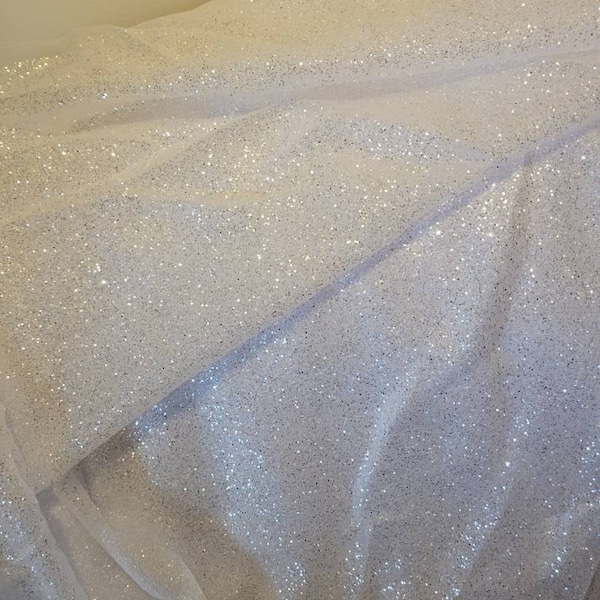 Glitter Fabric by Yard Ivory Glued Glitter Lace Fabric White Shimmer ...