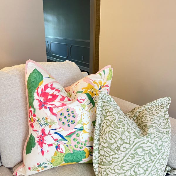 Anna Spiro Tattie // Multi With Butterfly Flange Pillow | Plaid Print ...