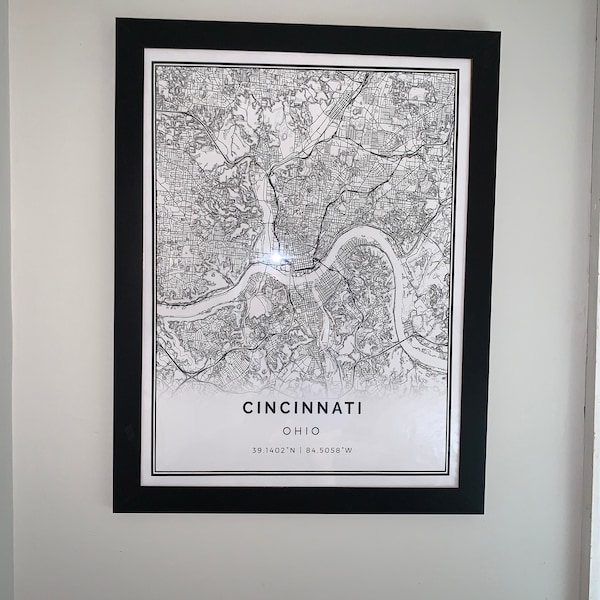 Cincinnati Map Print | Minimalistic Wall Art Poster | City Maps ...
