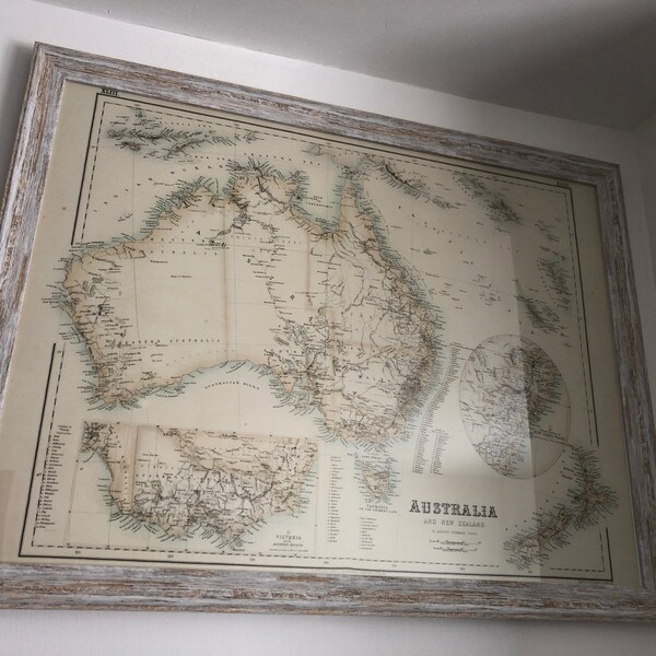 Antique Australia & New Zealand Map Print: 1872 Fine Art Reproduction ...