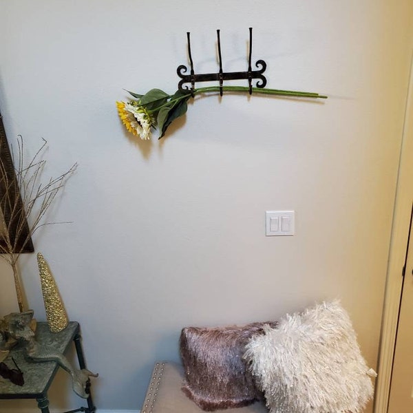 Coat Rack Wall Mounted | Hand Forged | Wrought Iron | Black and Golden ...