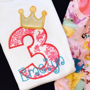 Crown Appliqué Number Set, First Birthday Embroidery Design, Princess ...