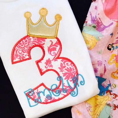 Crown Appliqué Number Set, First Birthday Embroidery Design, Princess ...