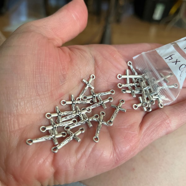 6 Crucifix Connector Links for Bracelets, Rosaries, Chaplets - Cross ...