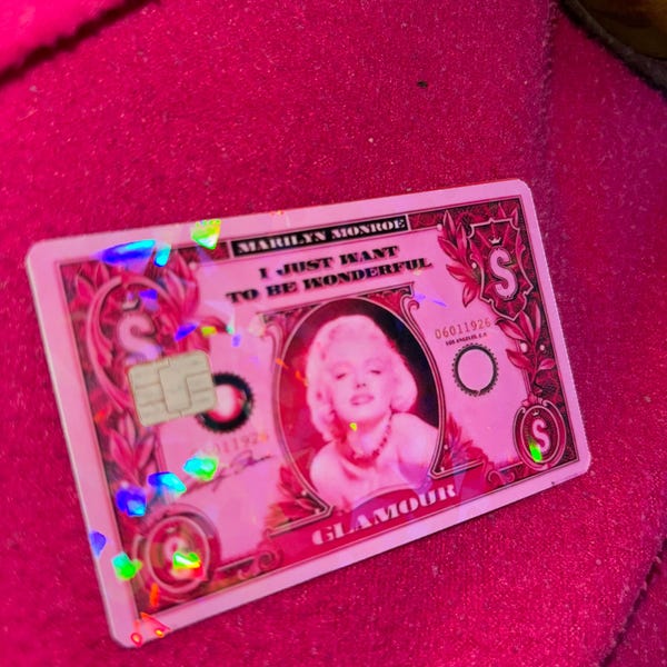 Pink Bills Credit Debit Card Sticker, Pink Aesthetic Credit Card ...