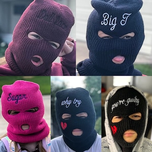 Personalized Ski Mask Custom Text Embroidery Three Hole Ski Mask ...