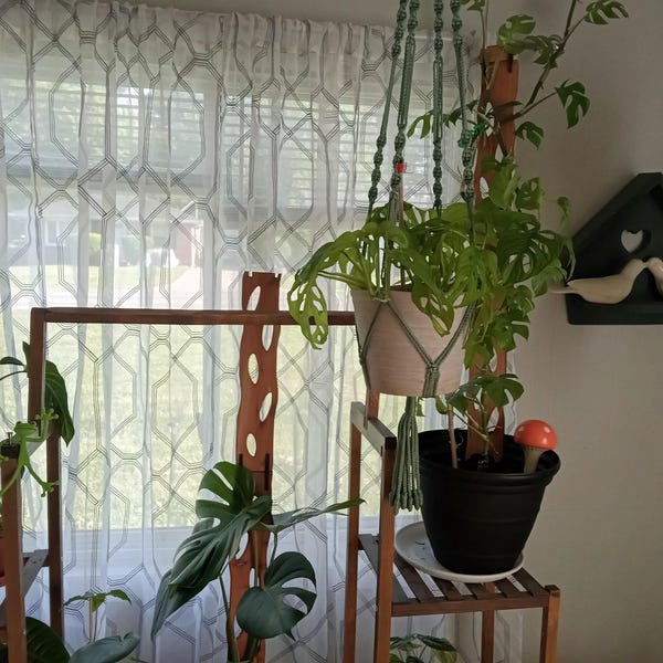 Hand Crafted Macrame Plant Hanger- Lamb's Wool 35" - Etsy