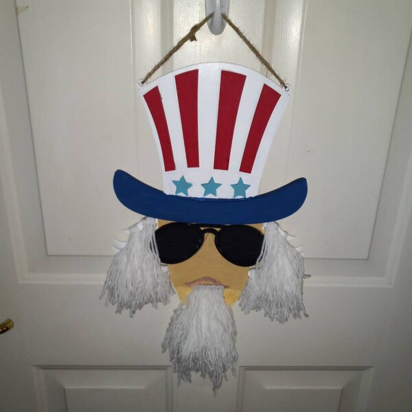 Rag Tie Uncle Sam | Uncle Sam Door Hanger | USA Decor | July 4th ...