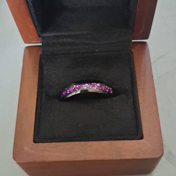 Galaxy Ring, Nebula Tungsten Wedding Band, 8mm Width Ring, Purple Blue ...