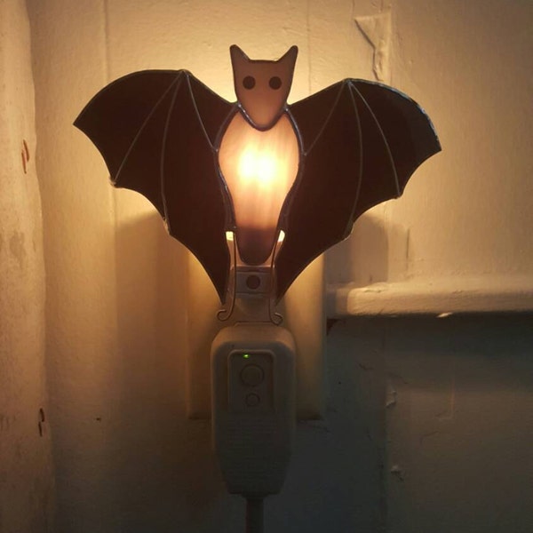 Stained Glass Black Bat Night Light - Etsy