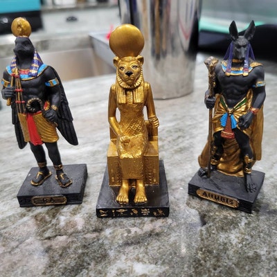 Vintage Anubis Mini Statue Small Hand-painted Ancient Egyptian Jackal ...