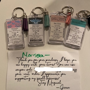 Six Broadway Musical Ticket Keychain | Etsy