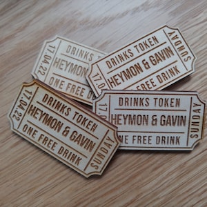 Love Heart Drinks Tokens // Wedding Couple Initials and Date. | Etsy