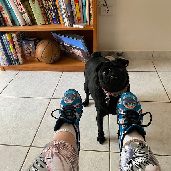 Pug Life Womens Sneakers Black Sole Running Custom Gifts Pet Dog Lovers ...