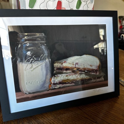 PBJ & Jar of Milk NOAH VERRIER Original Still Life Oil Painting, Signed ...