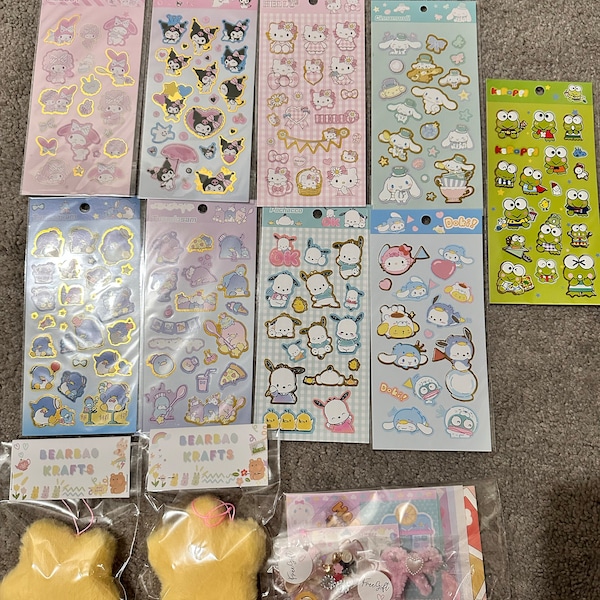 10 Sheets Cute Kawaii Mini Sticker Sheets3x3cute Stationery Grab Bag ...